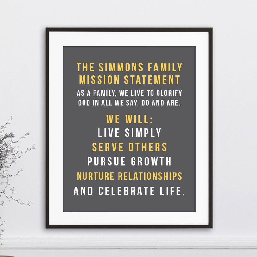 Family Mission Statement, Personalized Family Rules Wall Art, Family ...