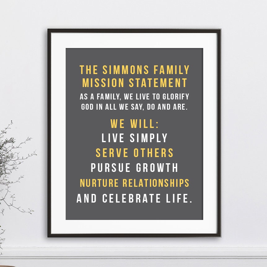 Family Mission Statement, Personalized Family Rules Wall Art, Family ...