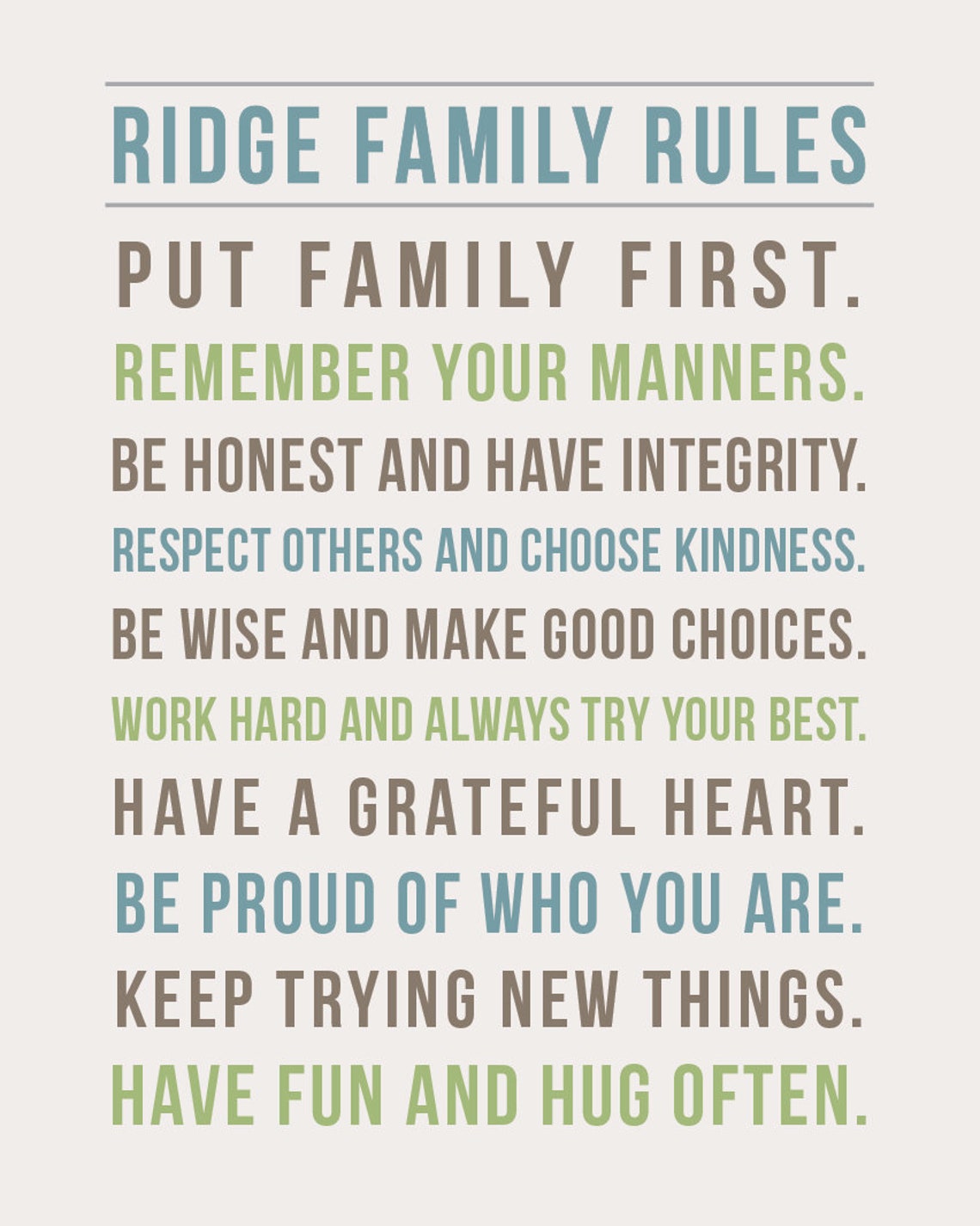 Family Creed Family Values Family Name Sign Personalized - Etsy Canada
