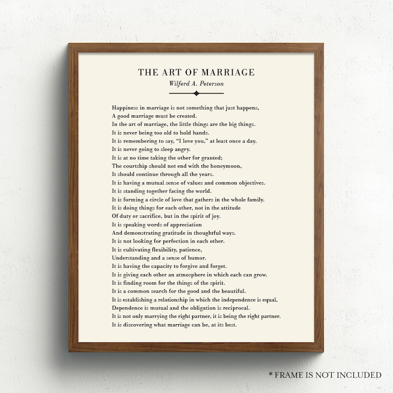 The Art of Marriage Poem Print Marriage Quote Marriage Gift - Etsy
