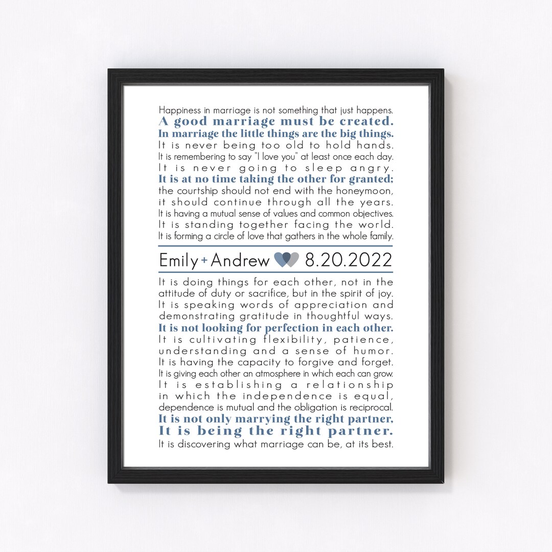 The Art of Marriage Poem, Personalized Wedding Gift, Valentines Day ...