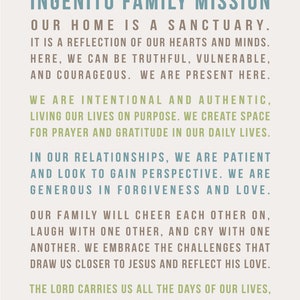 Family Mission Statement, Family Sign, Christian Family Rules ...