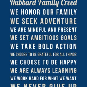 Family Rules Wall Art Family Rules Print Family Creed Mission Statement ...