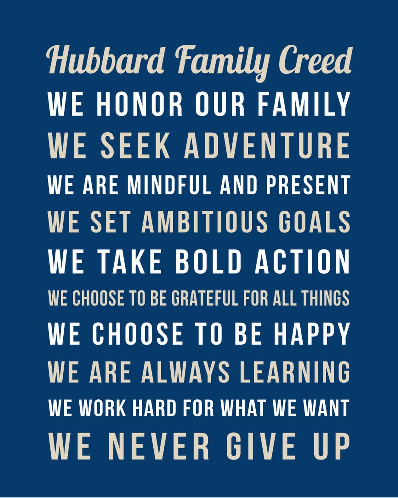 Family Rules Wall Art Family Rules Print Family Creed Mission | Etsy