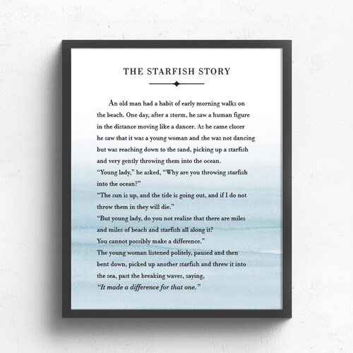 Starfish Story Make a Difference Inspirational Quote - Etsy