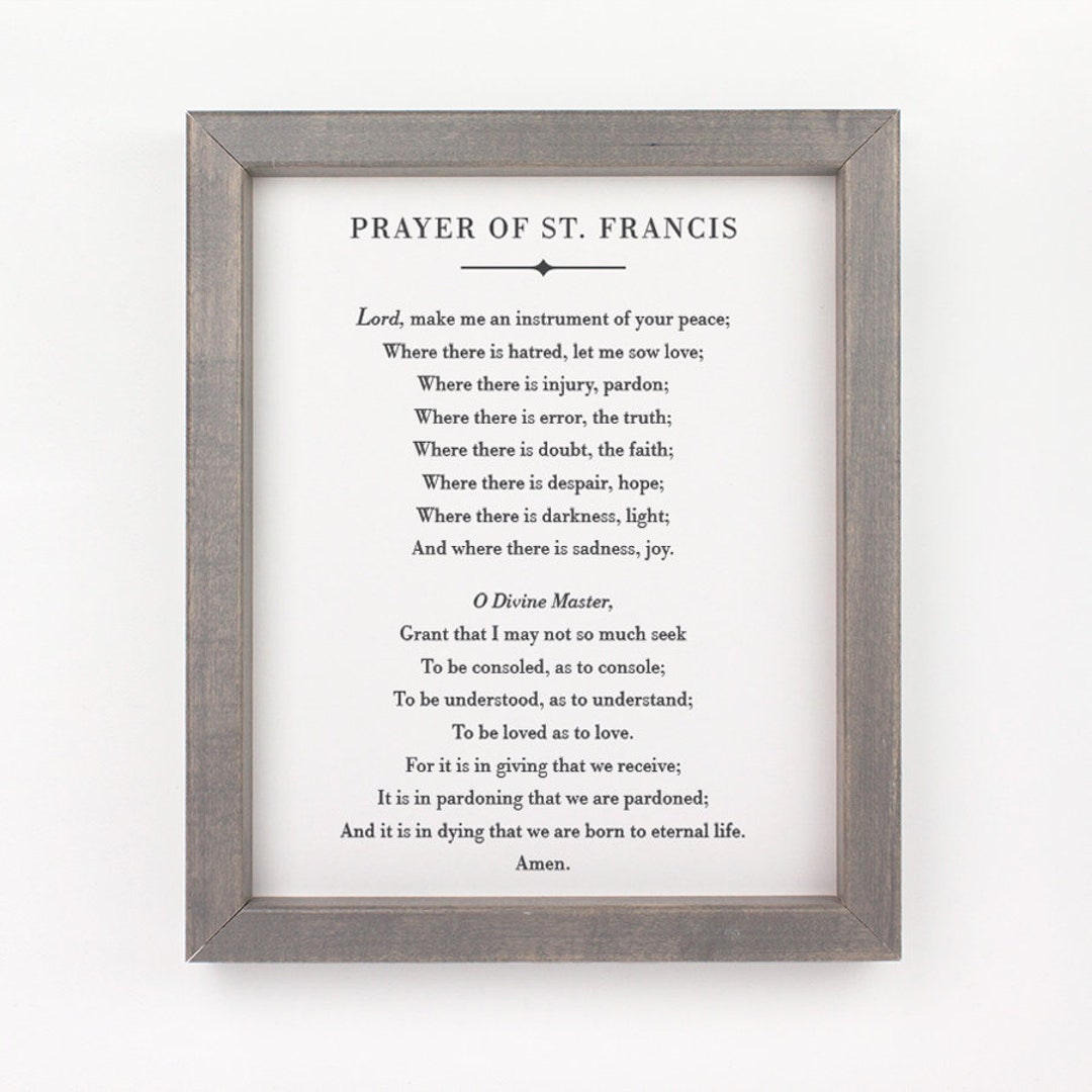 St Francis of Assisi Prayer, Saint Francis Peace Prayer Art Print ...
