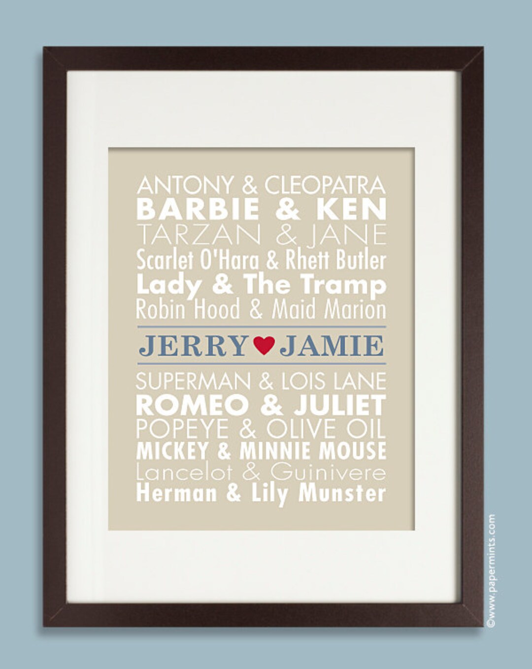 Famous Couples Print Wedding Gift for Wife Gift for Husband ...