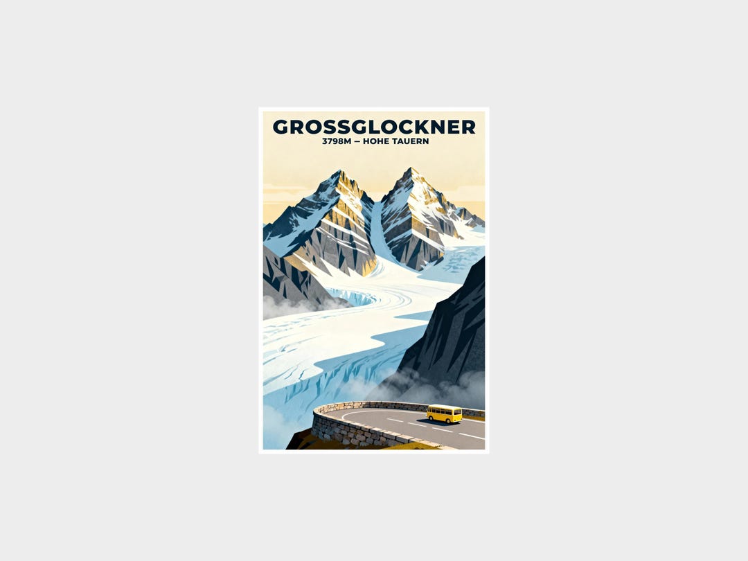 Großglockner Poster Austria | Alpine Retro Travel Print | Hohe Tauern ...