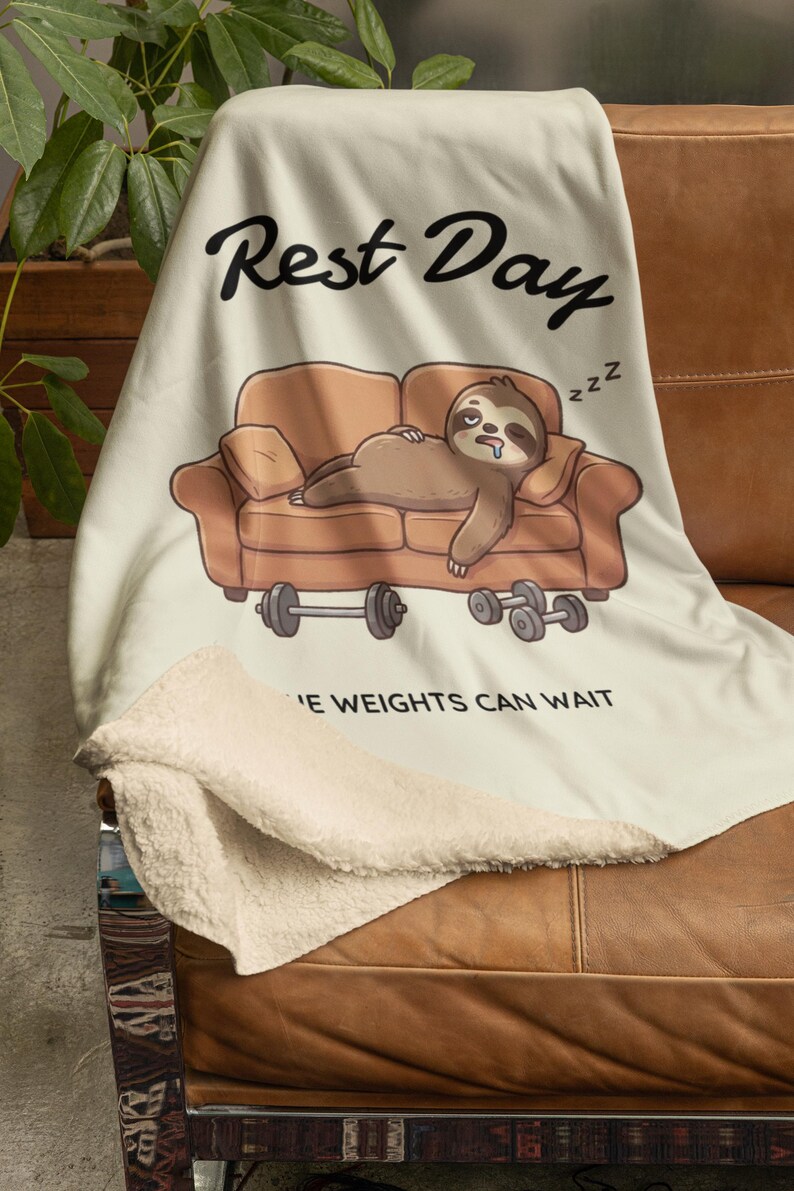 Rest Day Sloth Blanket, Funny Gym Rest Day Throw, Fitness Gifts ...
