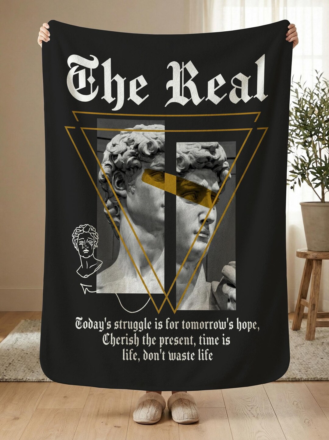 Statue of David Blanket, Motivational Quote Throw, Greek Statue Gifts ...