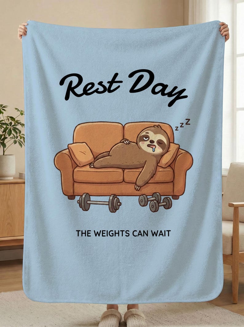 Rest Day Sloth Blanket, Funny Gym Rest Day Throw, Fitness Gifts ...