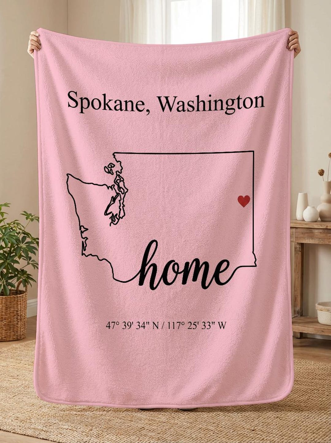 Personalized Washington Coordinates Blanket, Custom Washington State ...