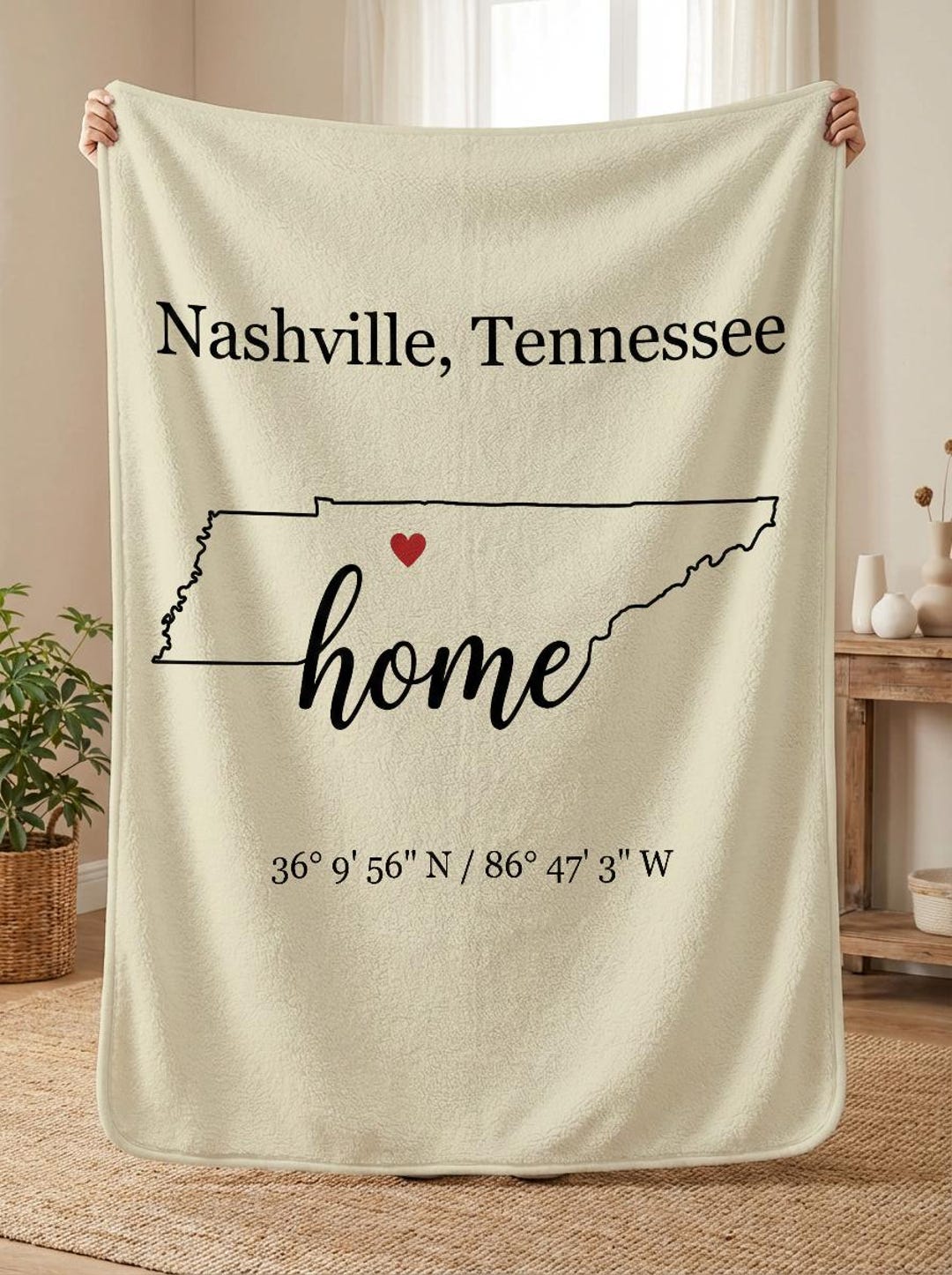 Custom Tennessee Coordinates Blanket, Personalized Tennessee Home Throw ...