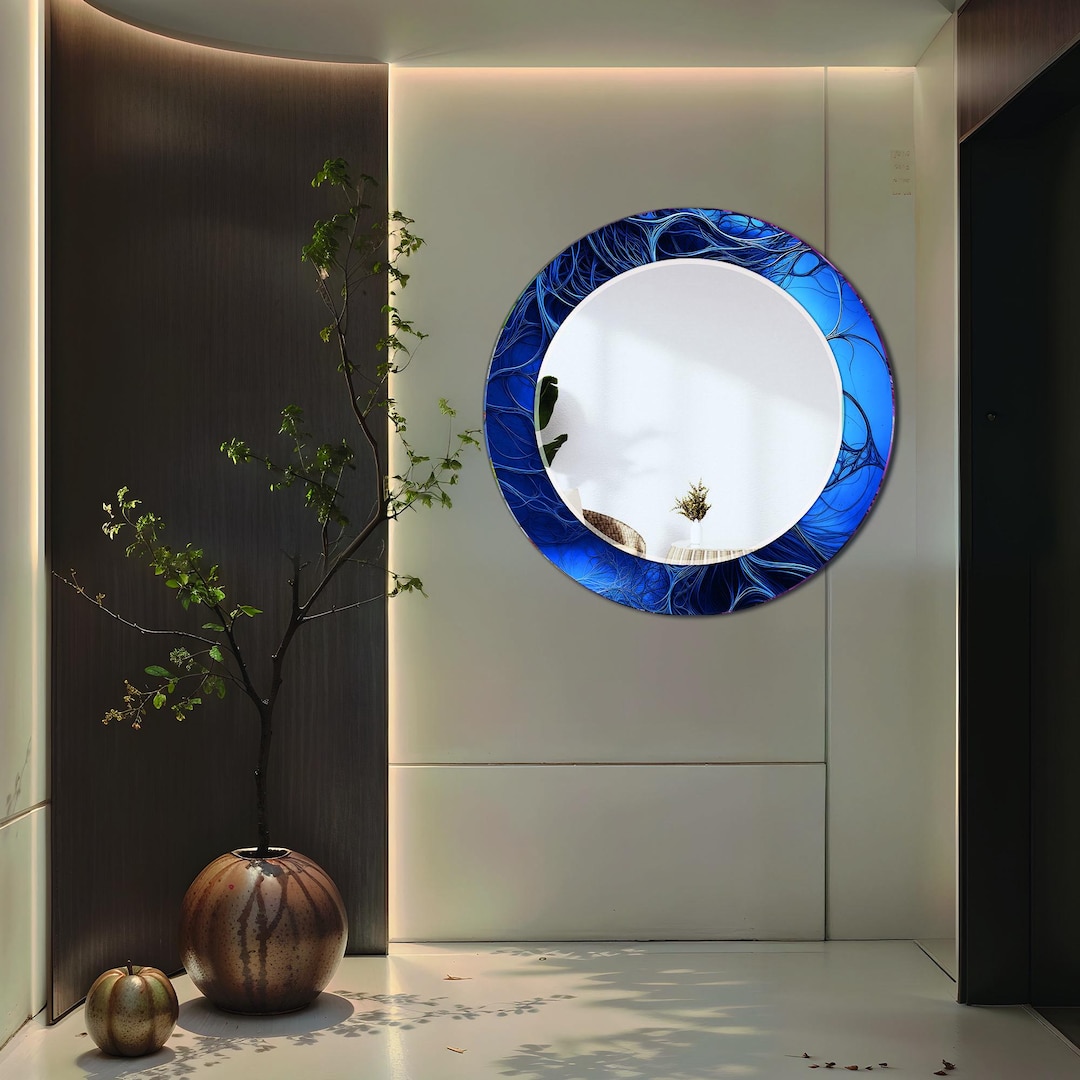 Abstract Blue Glass Wall Mirror – Modern Fluid Art Decor - Etsy