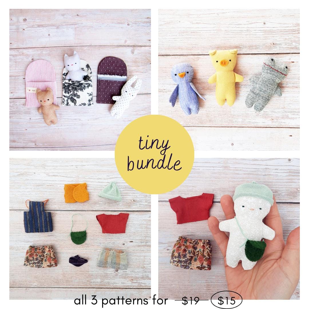 Mini Plushie Sewing Pattern Bundle: 6 Animals & Capsule Wardrobe ...