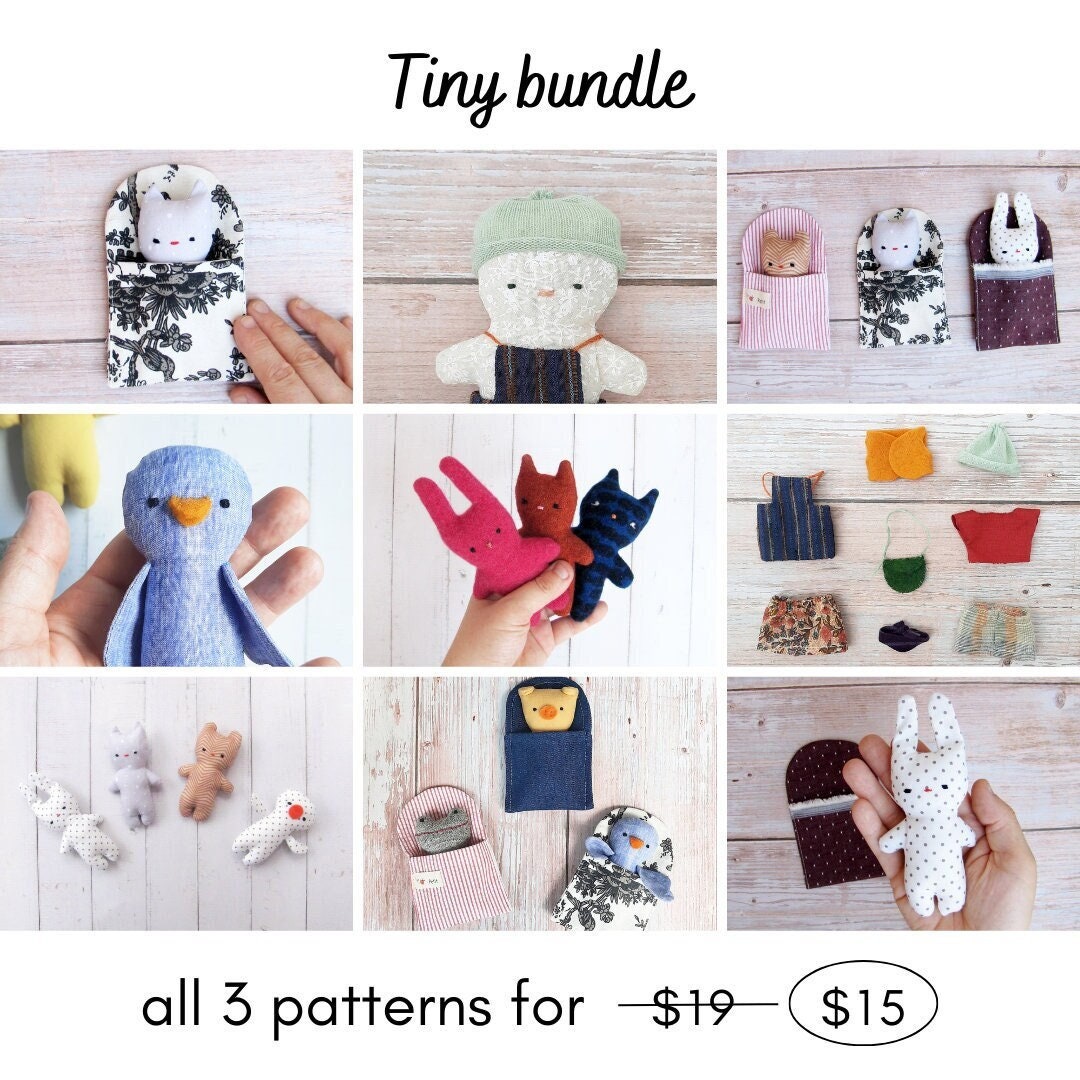 Tiny Plushie Bundle Sew the 6 Mini Animals and a Closet Full of Clothes ...