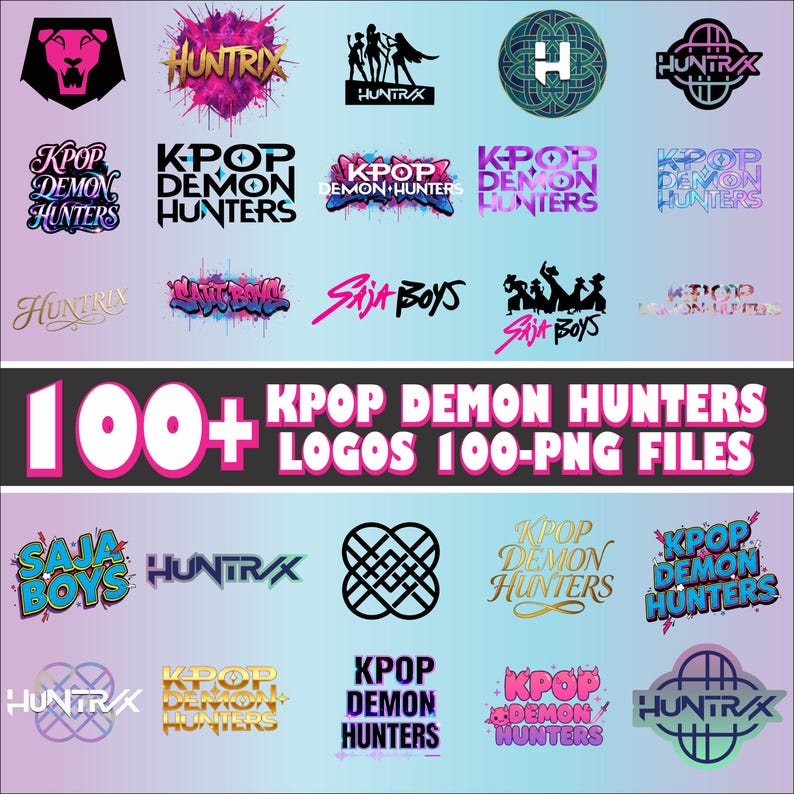 Huntrix Kpop Demon Hunters Logos PNG, Design de chemise Kpop Idol Group ...