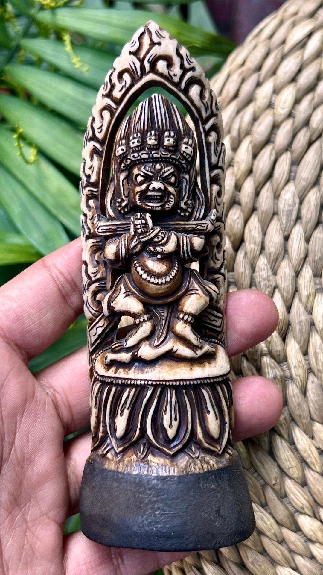 Hand Carved Bhairav Mahakal Bone Statue From Nepal | Himalayan Tantric ...