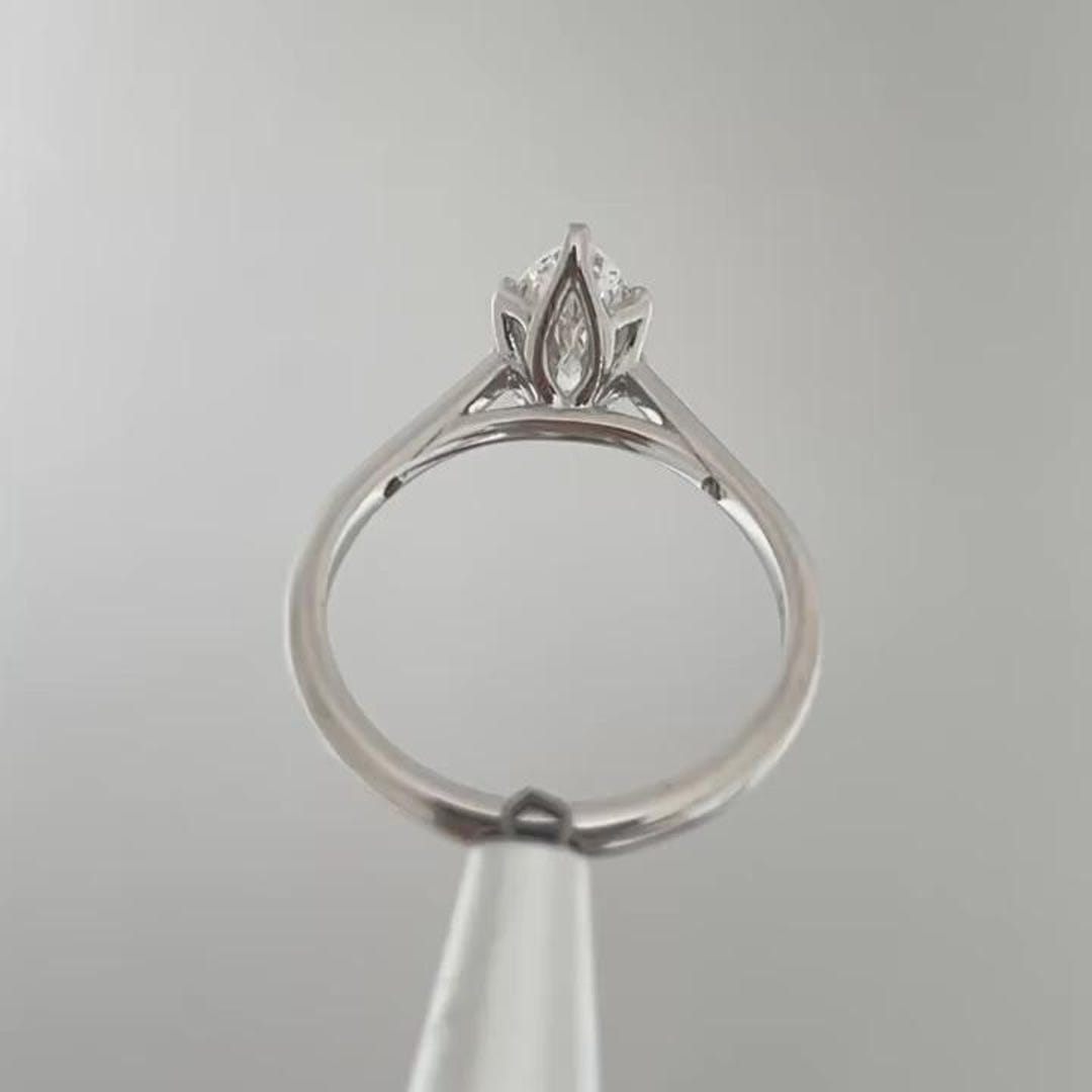 Cathedral Engagement Ring Tulip Set Marquise Lab Diamond Ring Floral ...