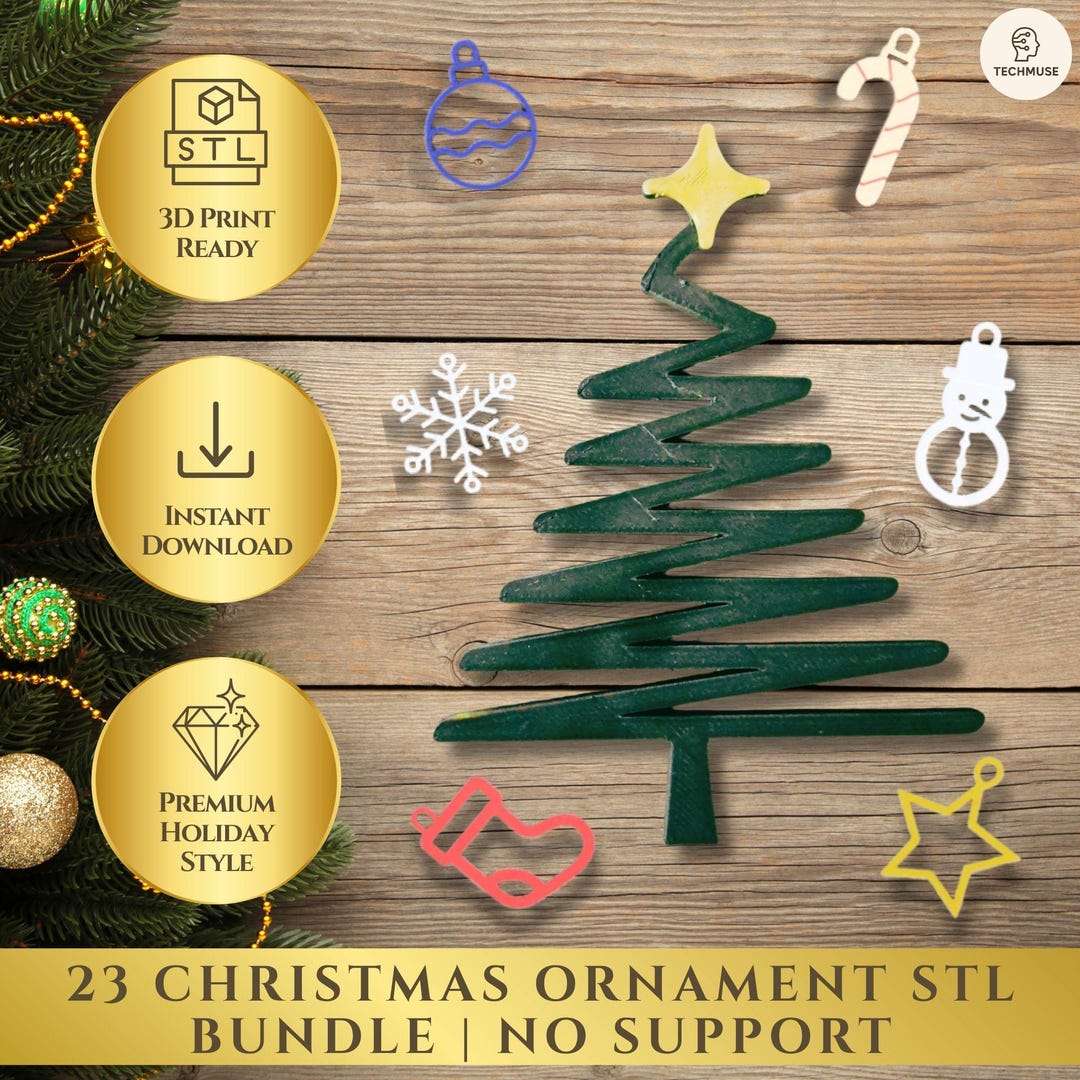 Christmas Ornament STL Bundle | 3D Print Files, No Supports | 23 ...