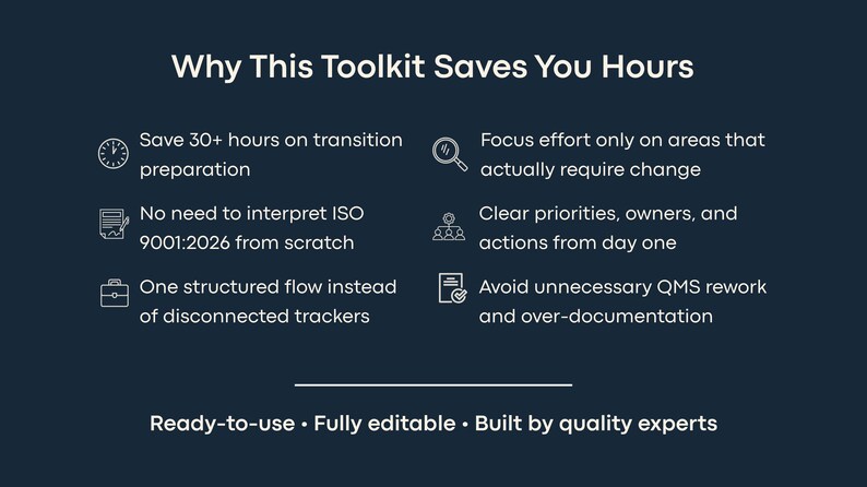 ISO 9001:2026 Transition Toolkit • Gap Analysis & Implementation ...