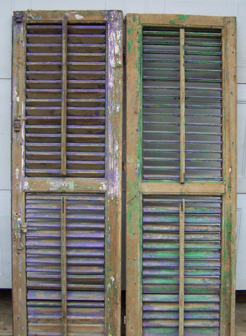 Old shuttersvintage two panel wood shuttersmediterranean | Etsy