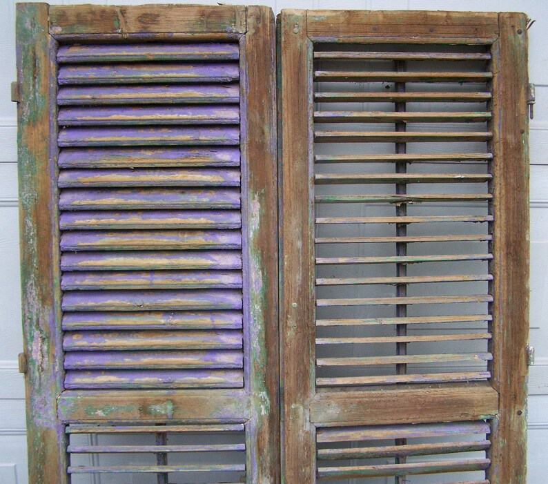 Old shuttersvintage two panel wood shuttersmediterranean | Etsy