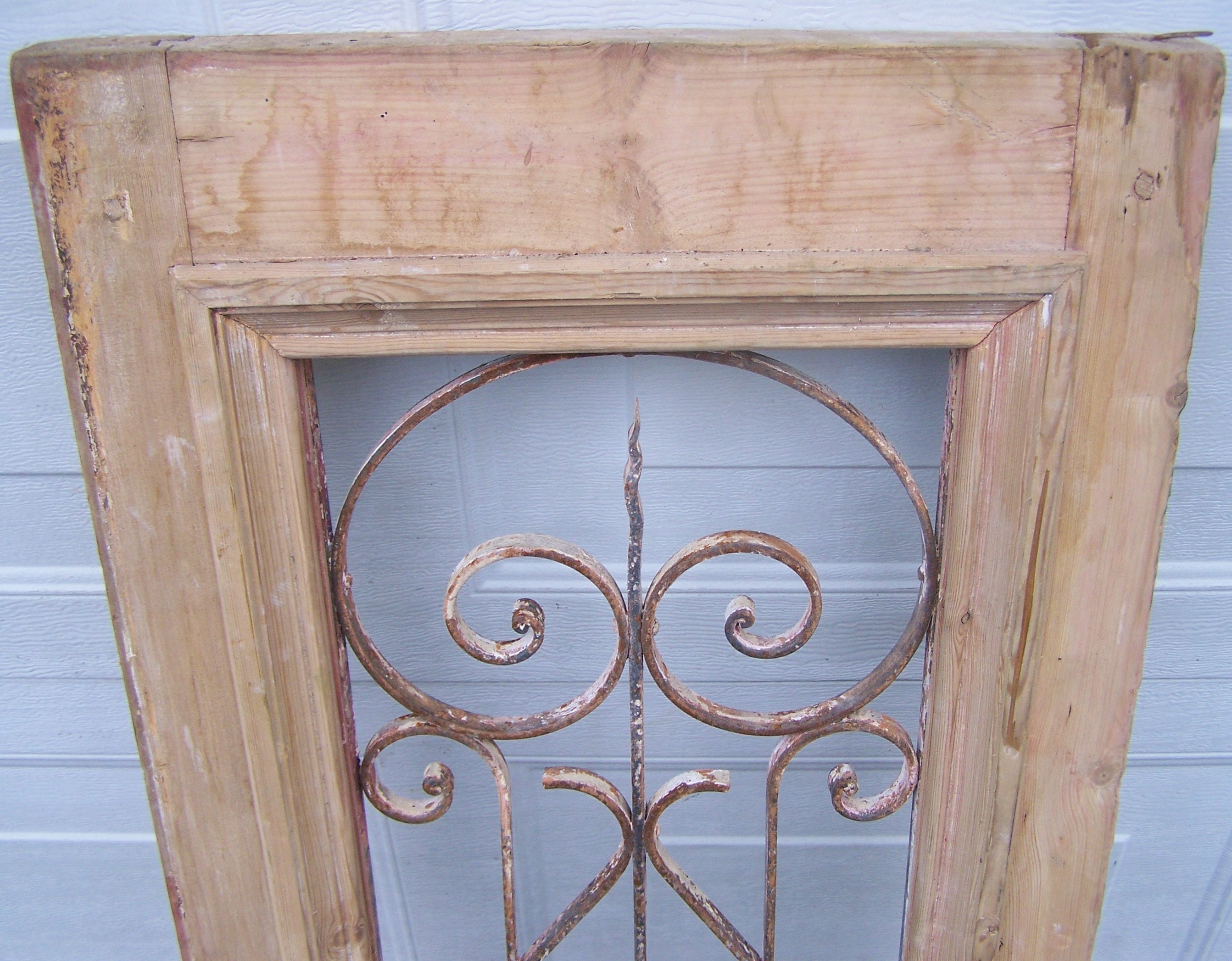 Windowantique Pediment Window With Iron Panelsalvage - Etsy