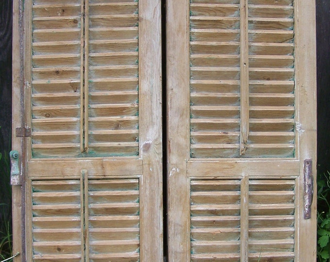Old Shutters,vintage Two Panel Wood Shutters,mediterranean Wood ...