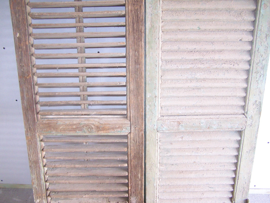 Old Shuttersvintage Two Panel Wood Shuttersmediterranean - Etsy