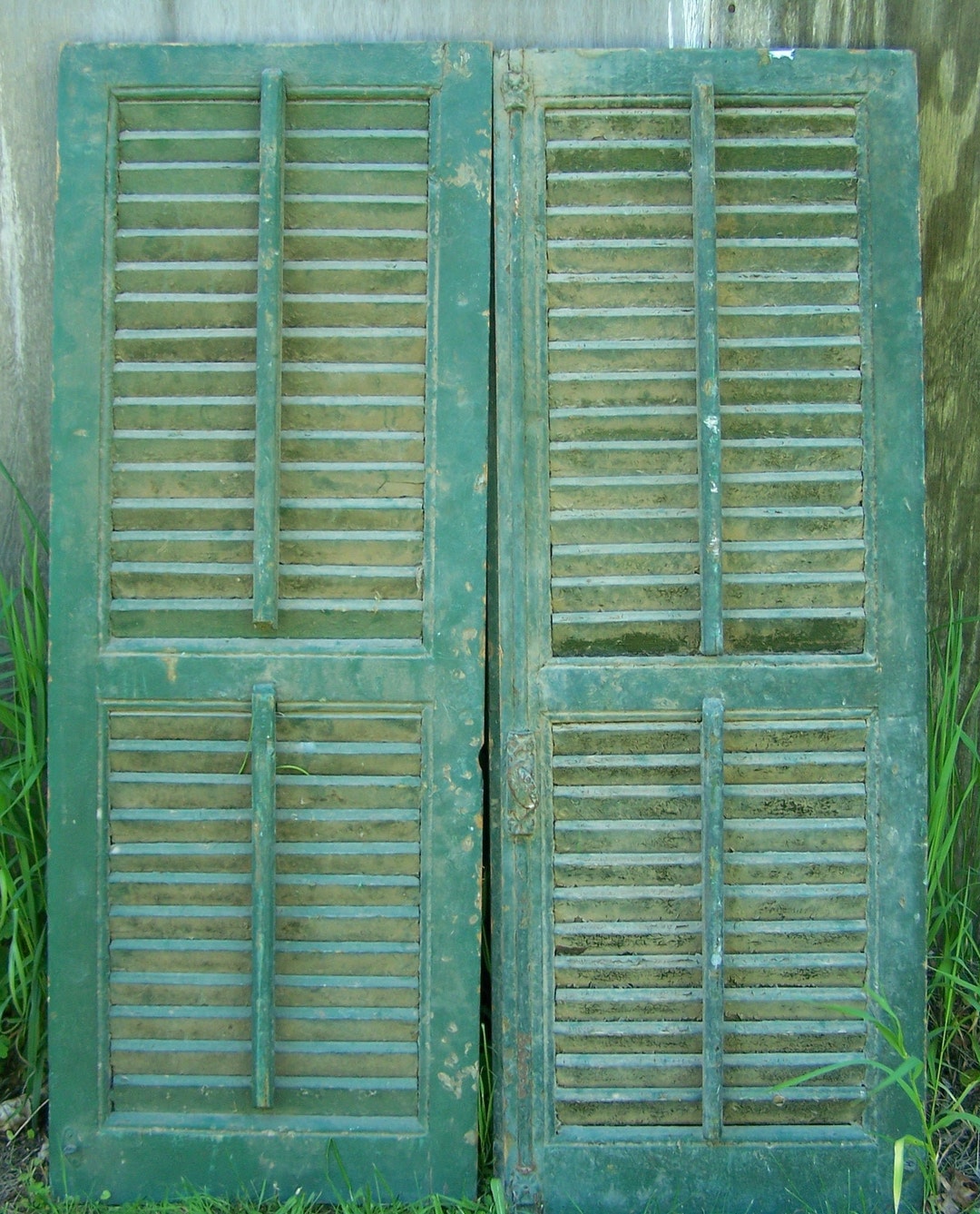 Old Shutters,vintage Two Panel Wood Shutters,mediterranean Wood ...
