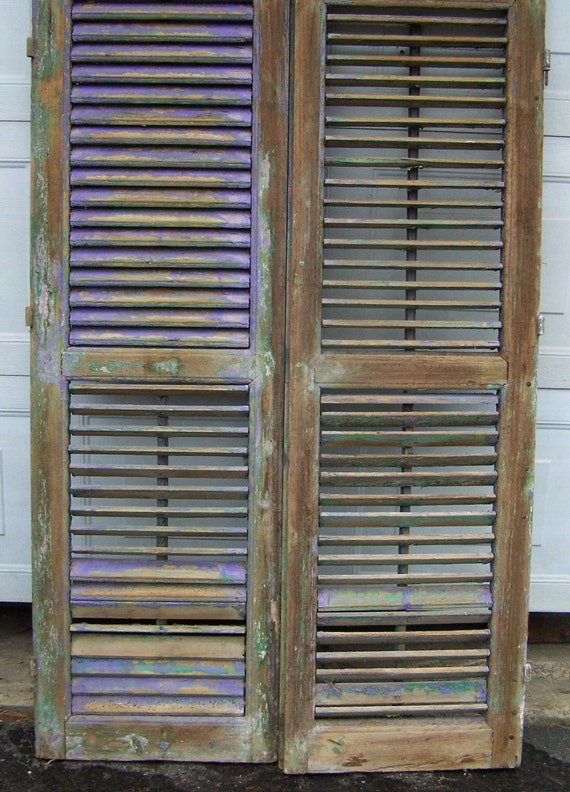 Old shuttersvintage two panel wood shuttersmediterranean | Etsy