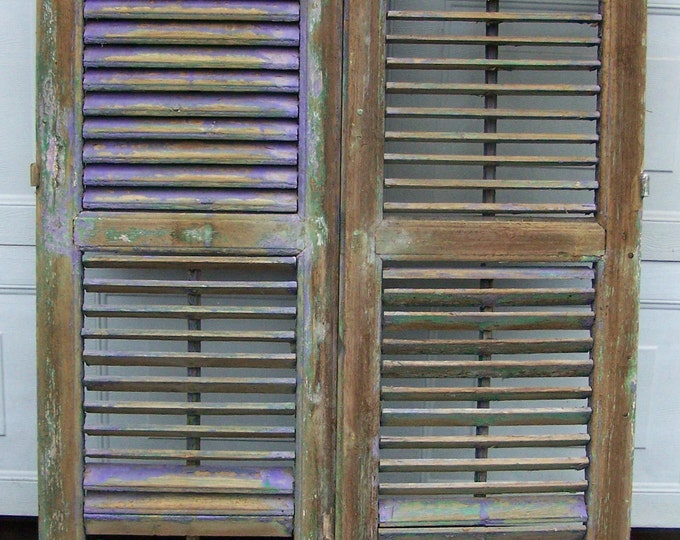 Old Shutters,vintage Two Panel Wood Shutters,mediterranean Wood ...