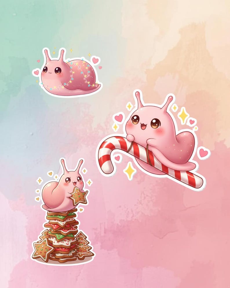 14 Cute Kawaii Digital Slug Stickers. Digital Download, Christmas ...