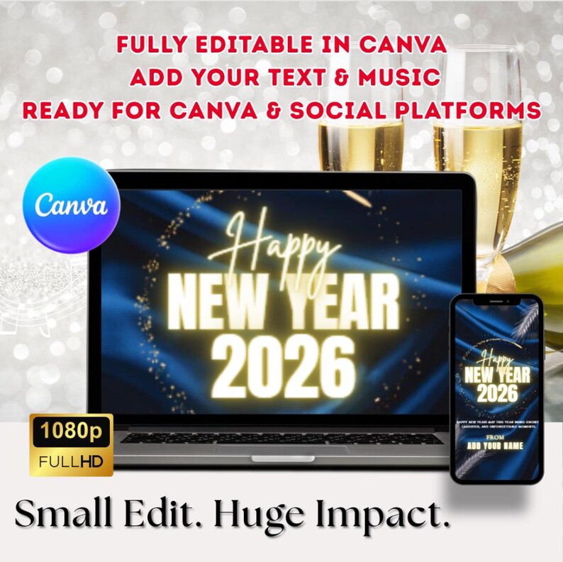 Animated New Year 2026 Canva Template (digital Download) - Etsy UK
