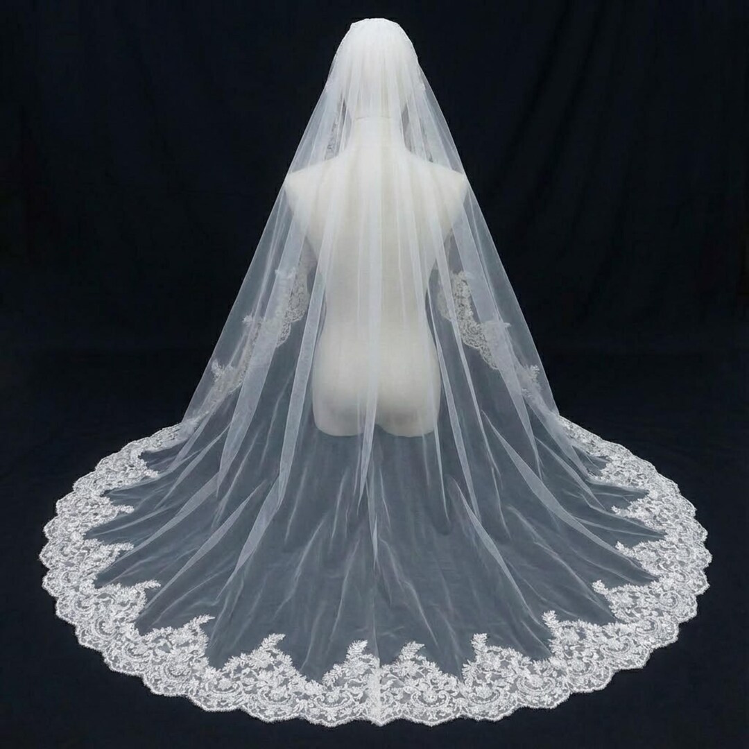 Veil Lace Mantilla Veil Fingertip Veil Soft Lace Veil for Bride Veil ...