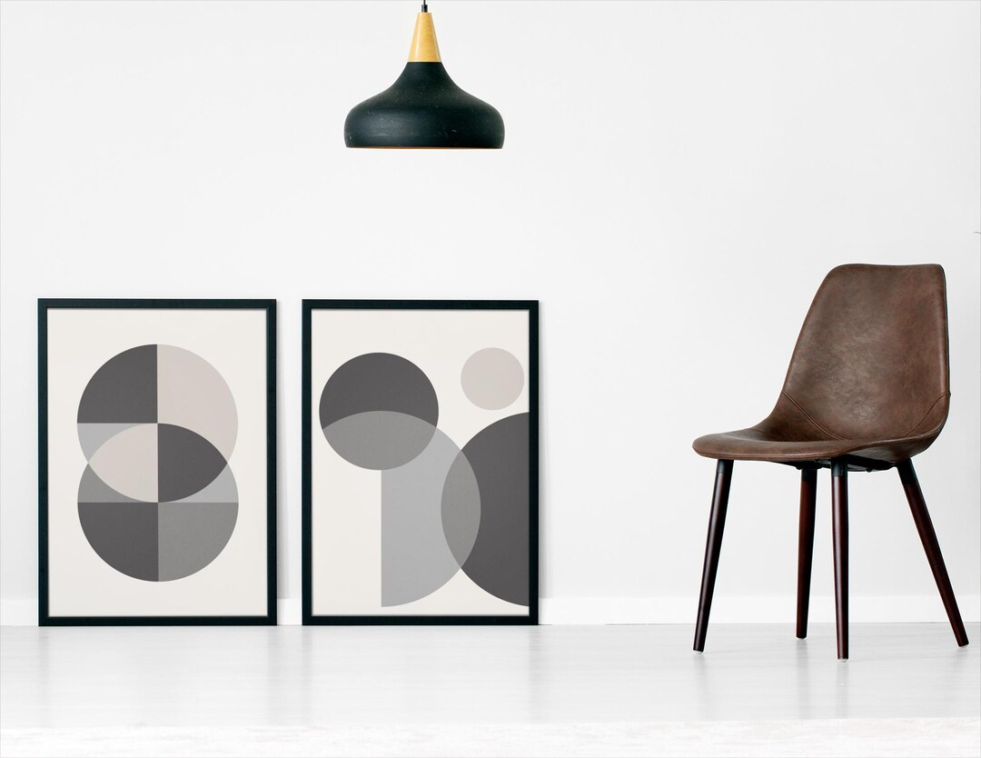 Geometric Wall Art Duo, Organic Shapes Minimalist Poster Set - Etsy