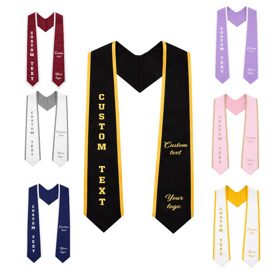 Custom Class of 2026 Stoles Graduation Personalized Logo Text Grad ...
