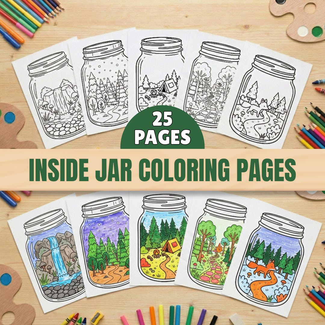 Bold and Easy Inside Jar Coloring Pages: Kawaii Coloring Book Fun ...