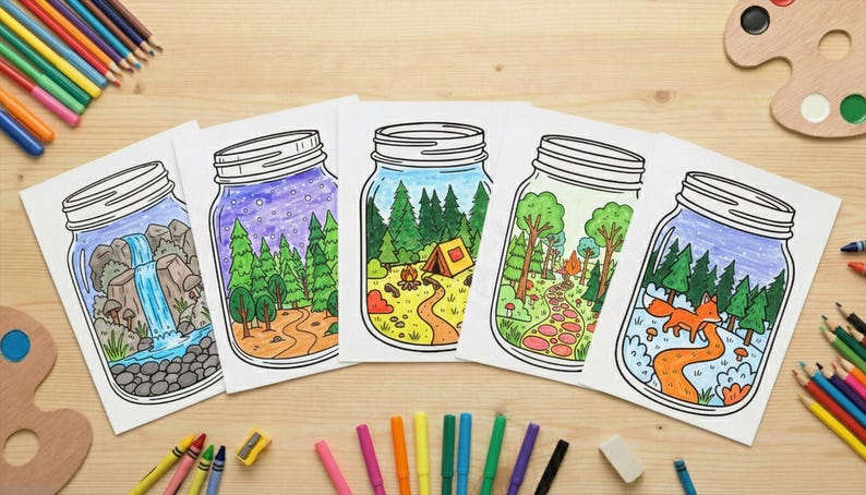 Bold and Easy Inside Jar Coloring Pages: Kawaii Coloring Book Fun ...