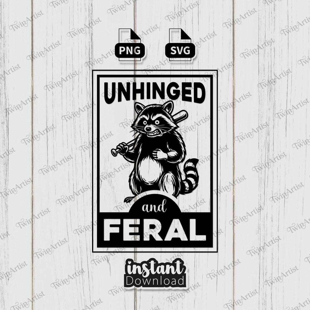 Unhinged and Feral Raccoon SVG PNG, Funny Hat Patch Design, Leather ...