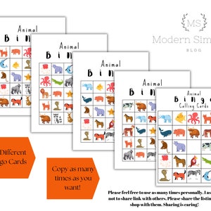 Fun Animal Bingo Game Cards Printable and Downloadable Classroom Game ...