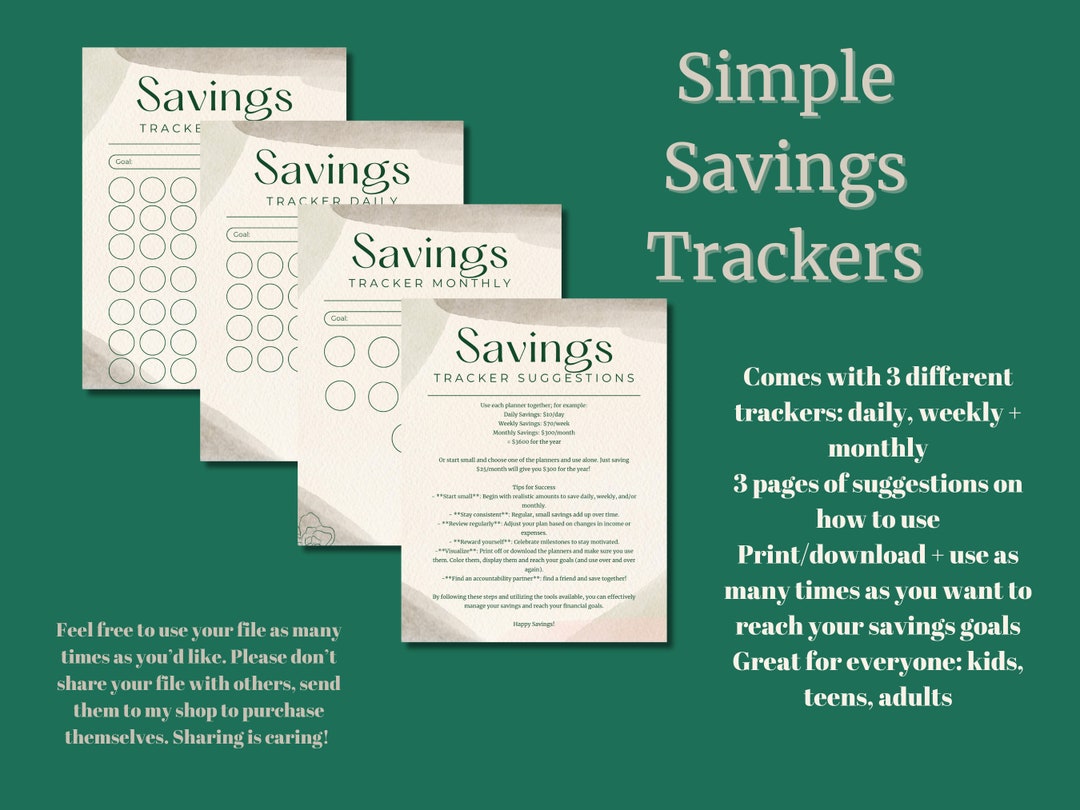Simple Savings Tracker | Daily, Weekly, Monthly | Savings Goals | Kids ...
