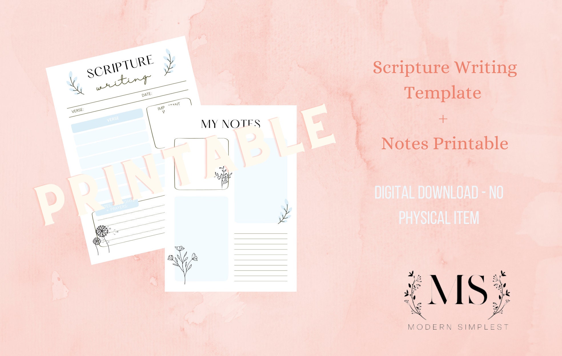 Scripture Writing Template and Notes Christian Writing Bible Study ...