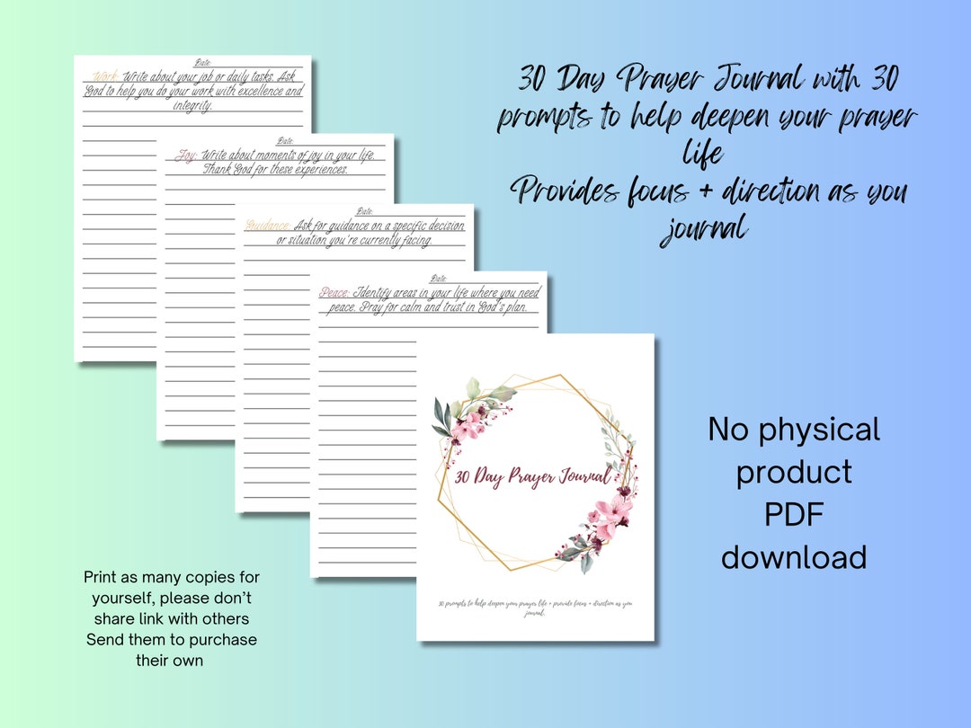30-day Prayer Journal With Daily Prompts | Guided Prayer Journal ...