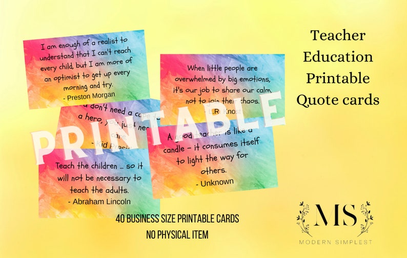 Teacher Gift Quote Cards | Educational Inspirational Quotes | Printable ...