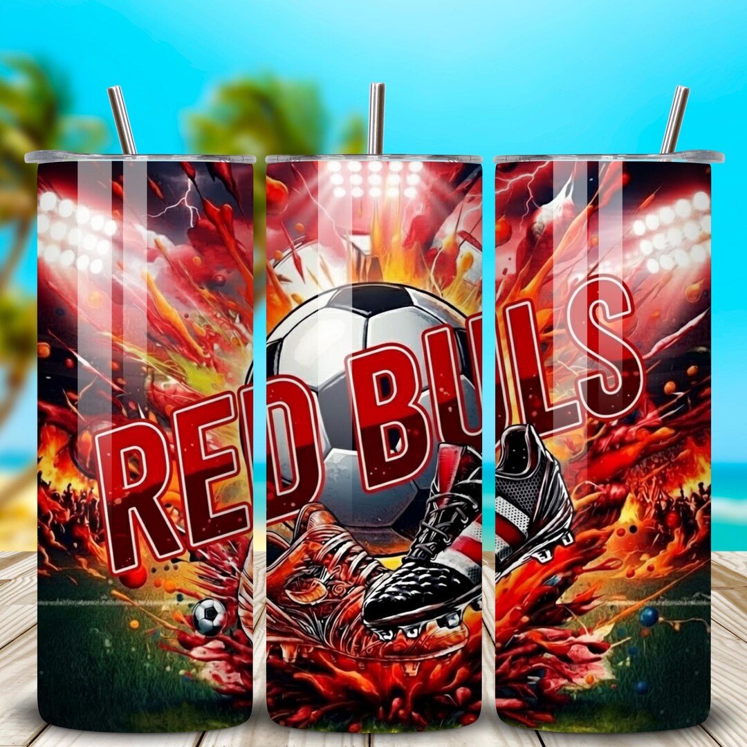 Red Bulls Soccer 20oz Skinny Tumbler Wrap, Bold Soccer Sublimation ...