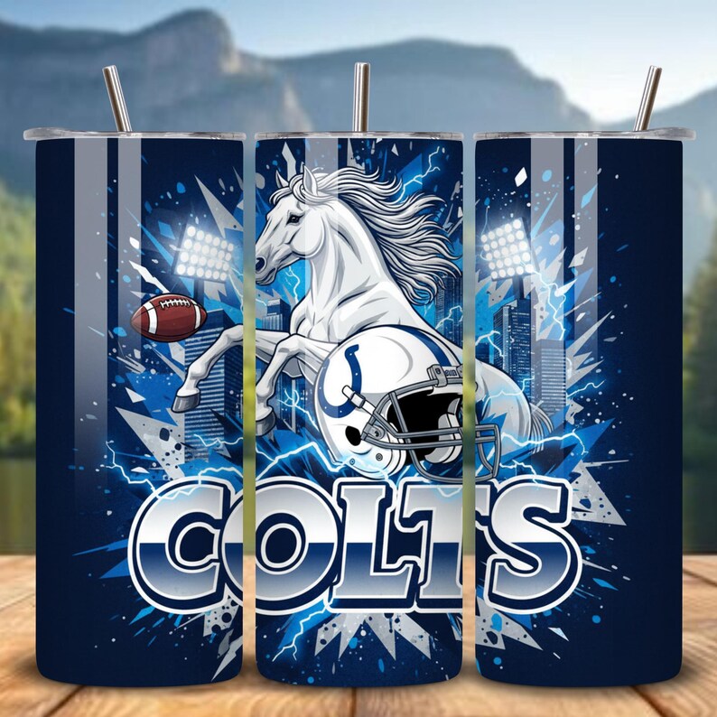 Colts Football 20oz Skinny Tumbler Wrap PNG Sport Team Sublimation ...