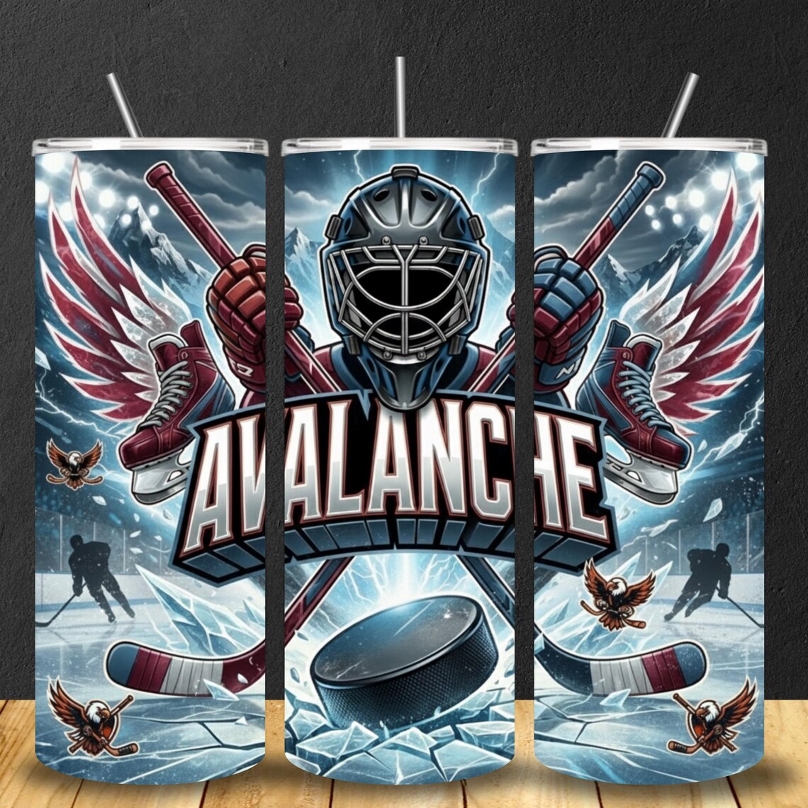 Avalanche Hockey 20oz Skinny Tumbler Wrap, Seamless Sports Wrap Design ...