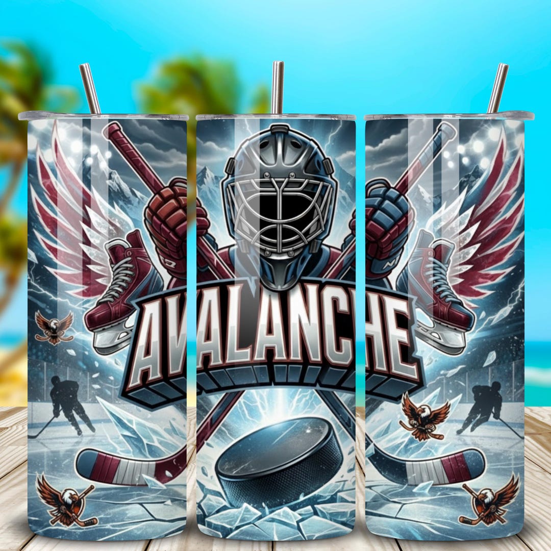Avalanche Hockey 20oz Skinny Tumbler Wrap, Seamless Sports Wrap Design ...